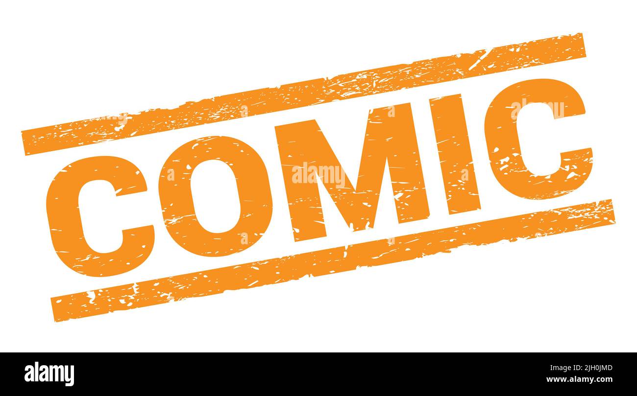 COMIC text written on orange rectangle stamp sign Stock Photo - Alamy
