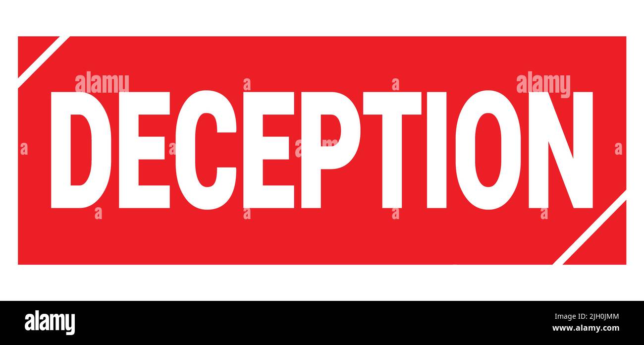 DECEPTION text written on red grungy stamp sign Stock Photo - Alamy