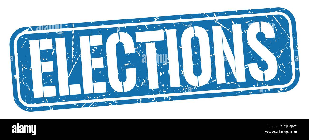 ELECTIONS text written on blue grungy stamp sign Stock Photo - Alamy