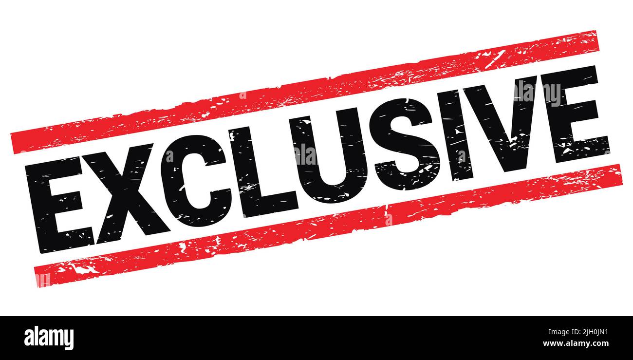 EXCLUSIVE text written on black-red rectangle stamp sign Stock Photo ...