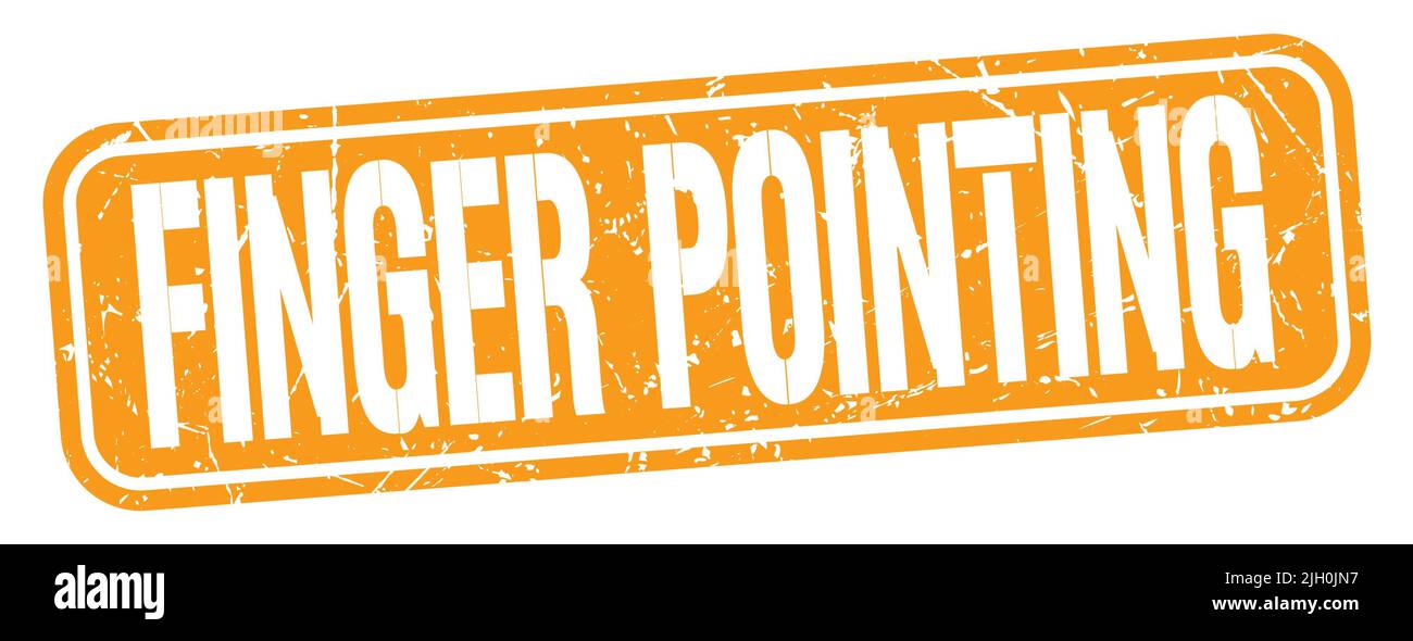 FINGER POINTING text written on orange grungy stamp sign Stock Photo - Alamy