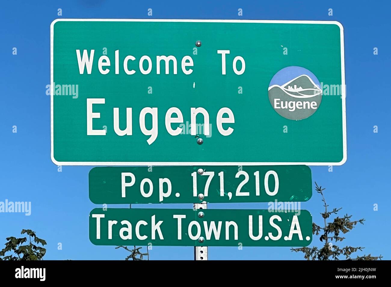 A Welcome To Eugene Track Town USA sign, Saturday, June 25, 2022, in ...