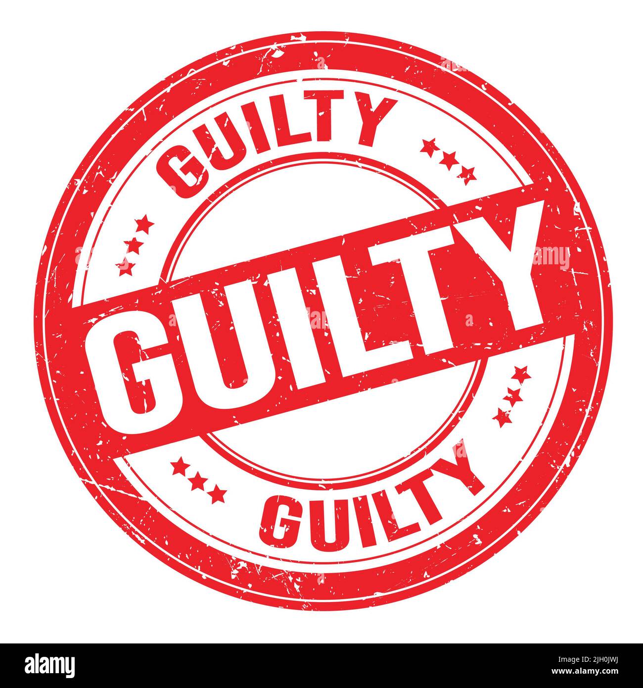 GUILTY text written on red round grungy stamp sign Stock Photo - Alamy