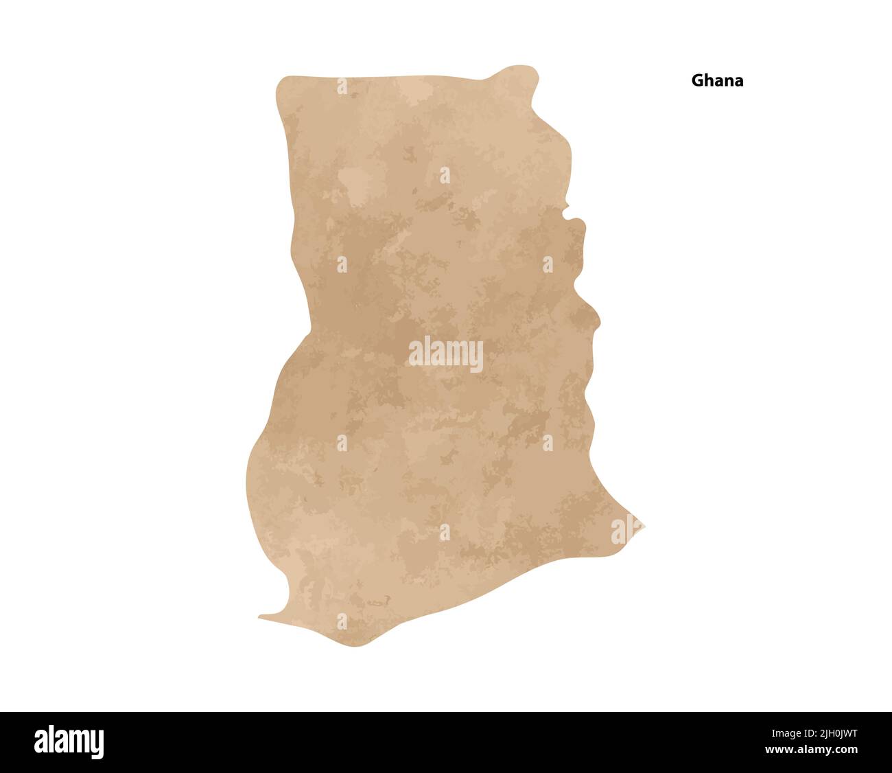 Old vintage paper textured map of Ghana Country - Vector illustration ...