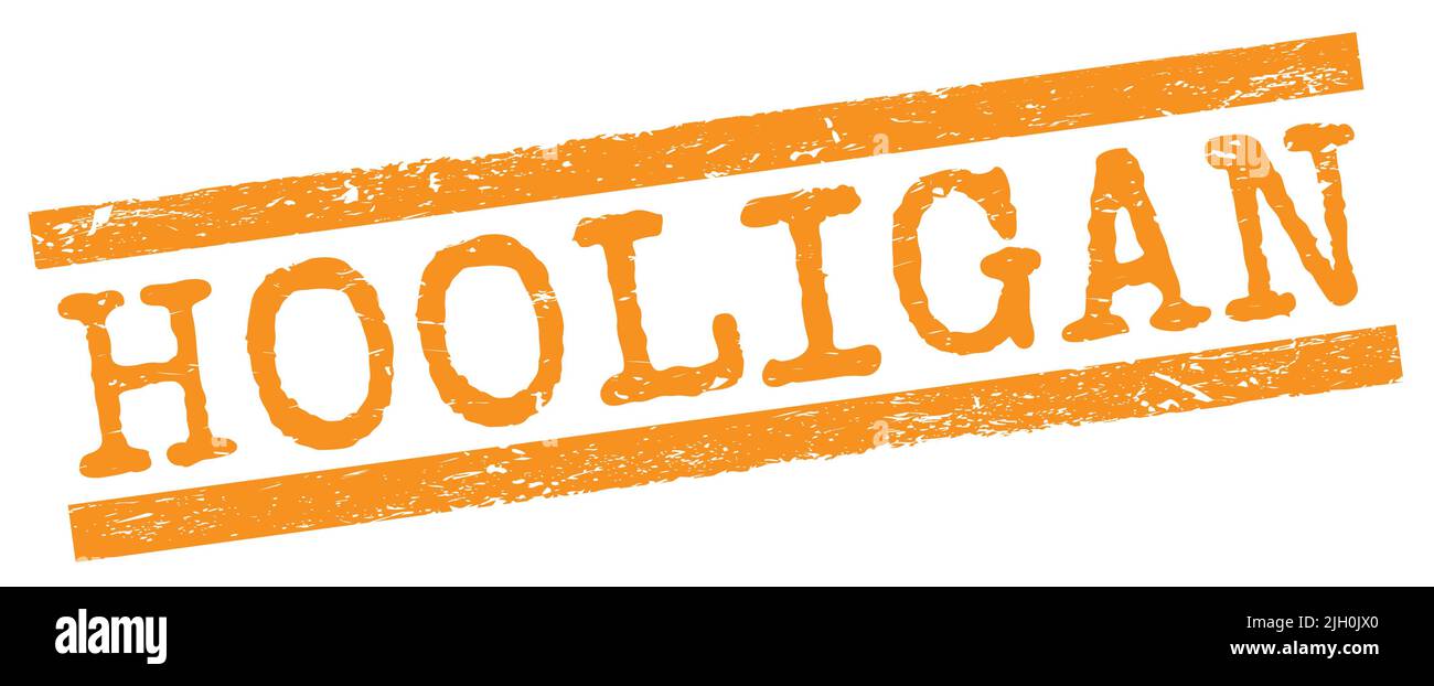 HOOLIGAN text written on orange grungy lines stamp sign Stock Photo - Alamy