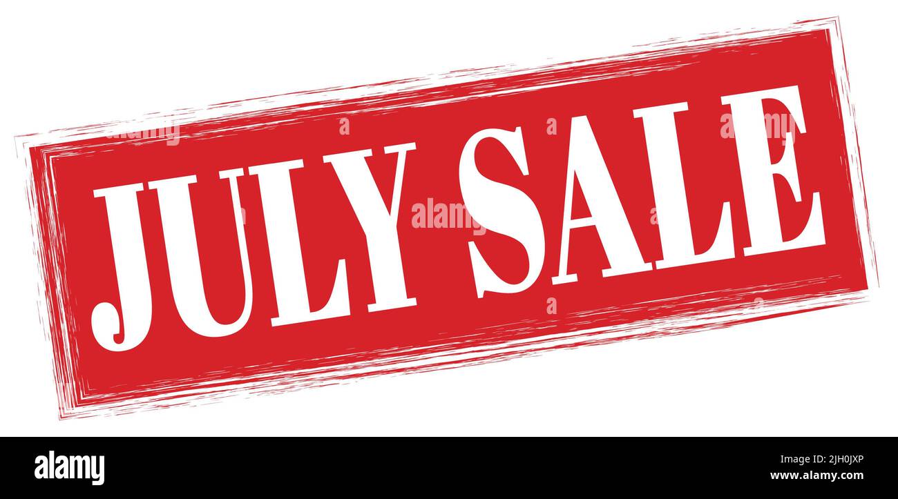 JULY SALE text written on red rectangle stamp sign Stock Photo - Alamy