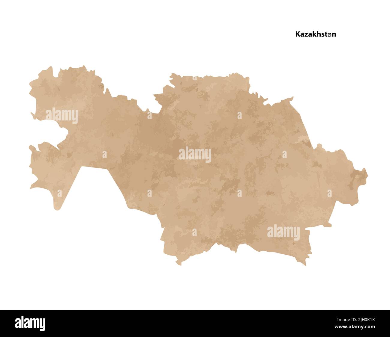 Old vintage paper textured map of Kazakhstan Country - Vector ...