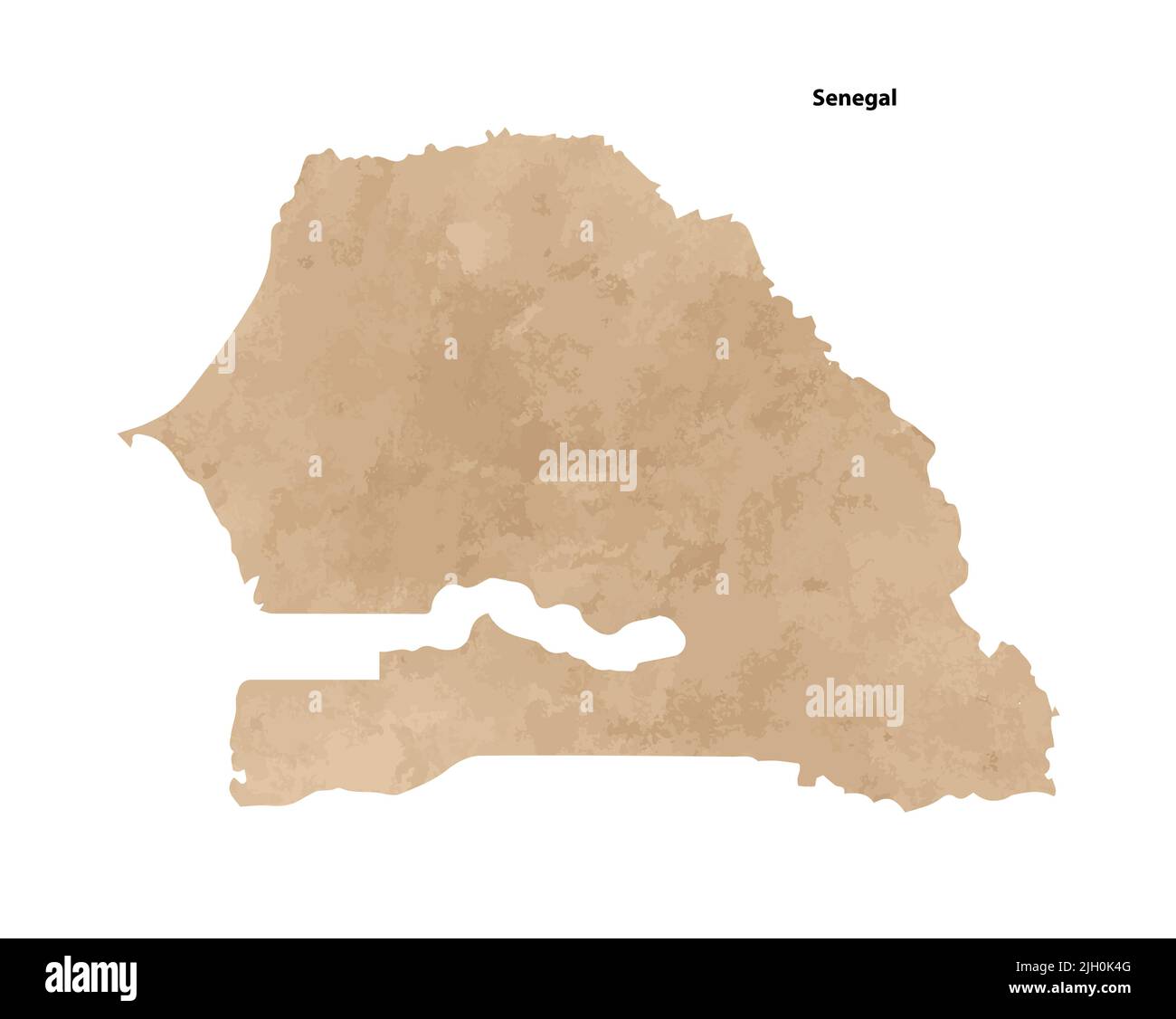 Old vintage paper textured map of Senegal Country - Vector illustration ...