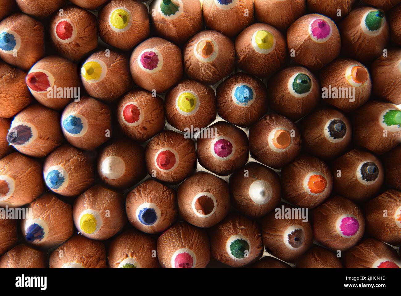 Background pattern of front detail of colored pencil tips. Horizontal ...