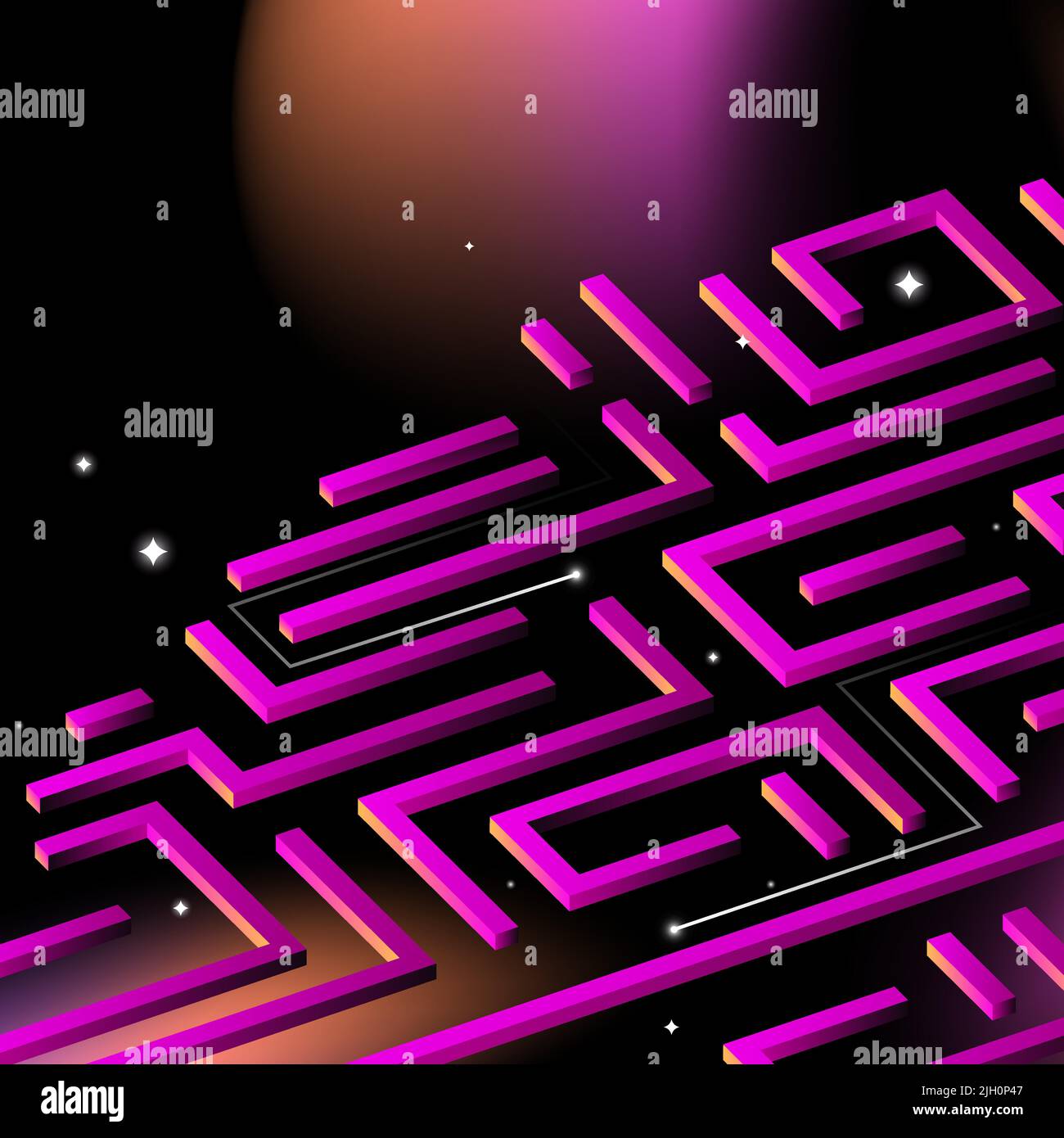 Pink Maze Coding Technology Chip Isometric Illustration Vector Illustration Stock Vector