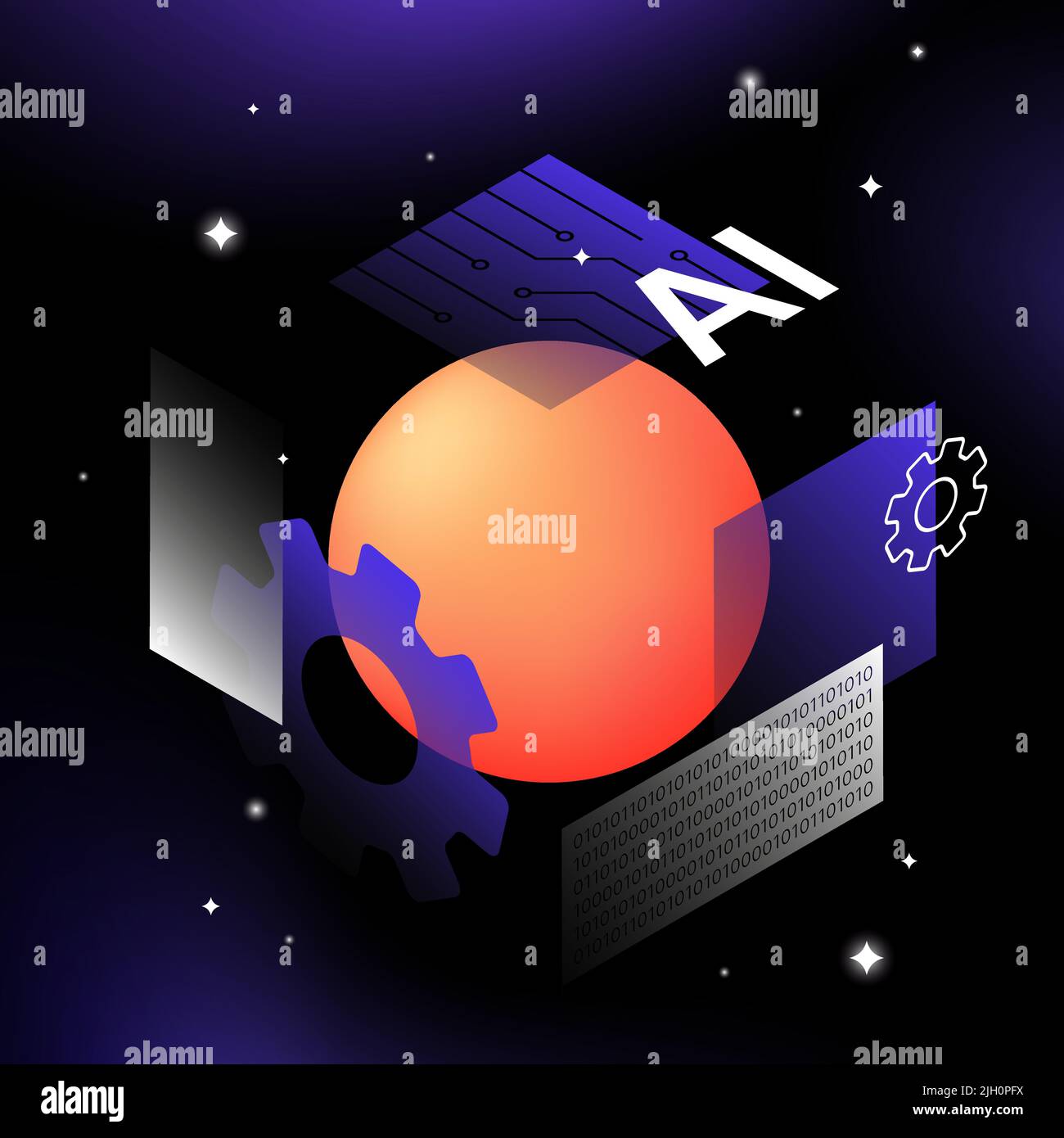 Artificial Intelligence, Coding and Machine Learning Illustration ...