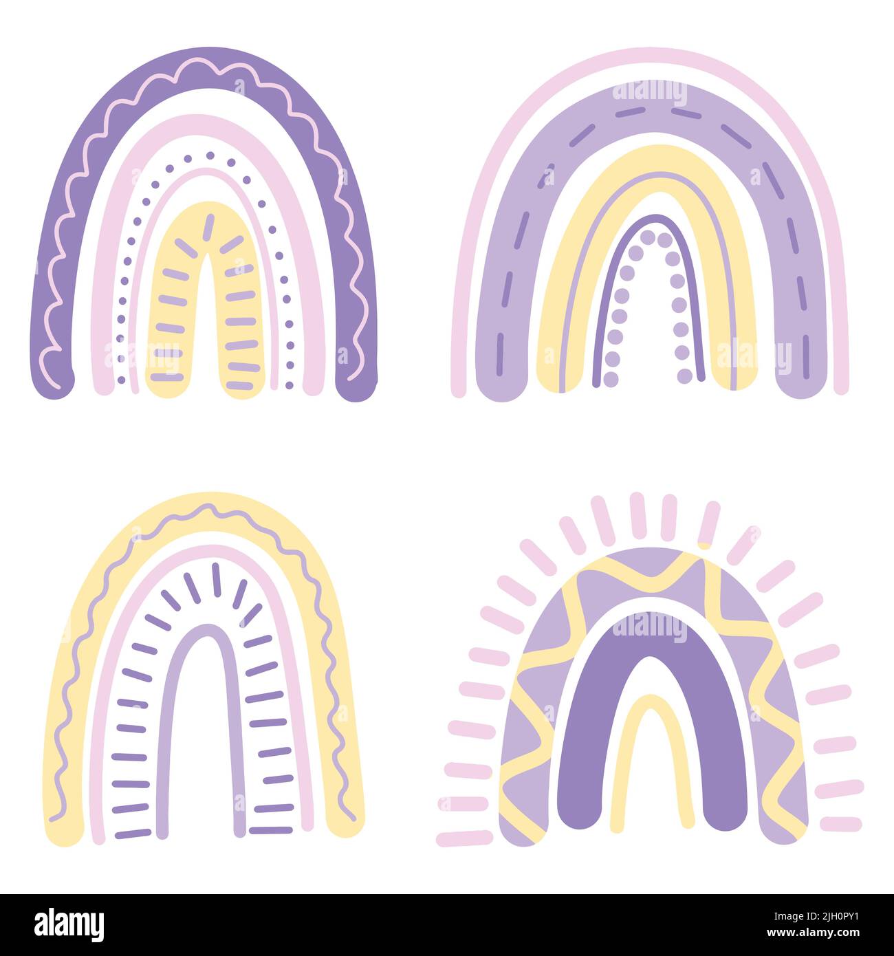 Boho style rainbow for children's room wall decor. Simple doodle vector ...