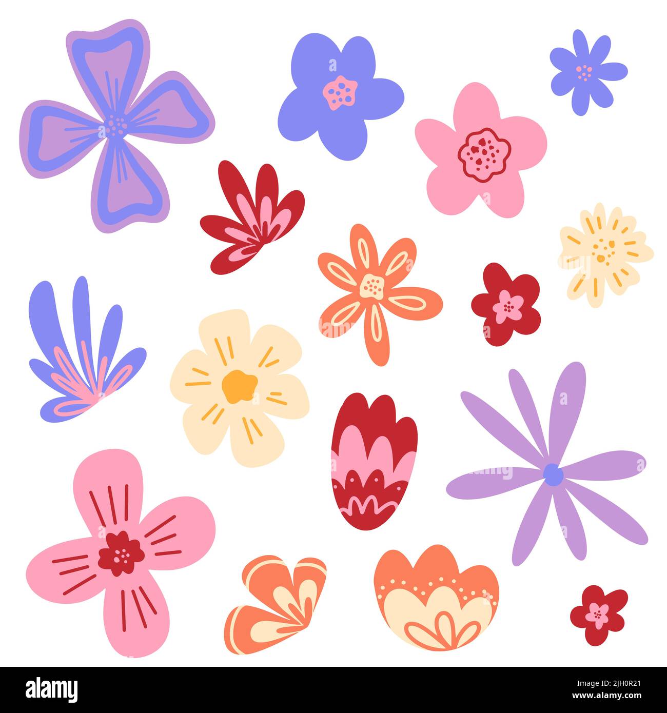 Set of simple Vector Flowers. Vector flat floral illustration Stock ...