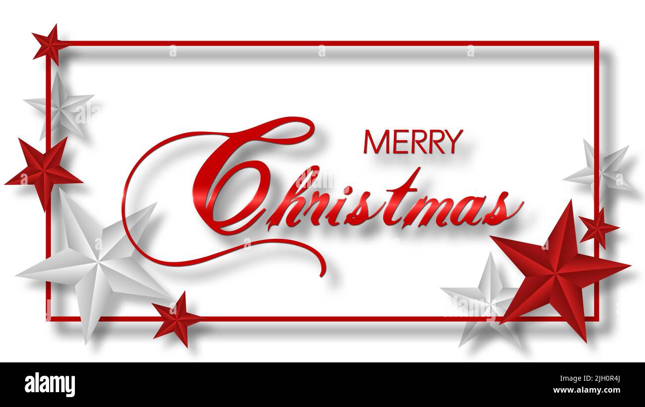 Christmas of paper craft design, red and white stars on white frame ...