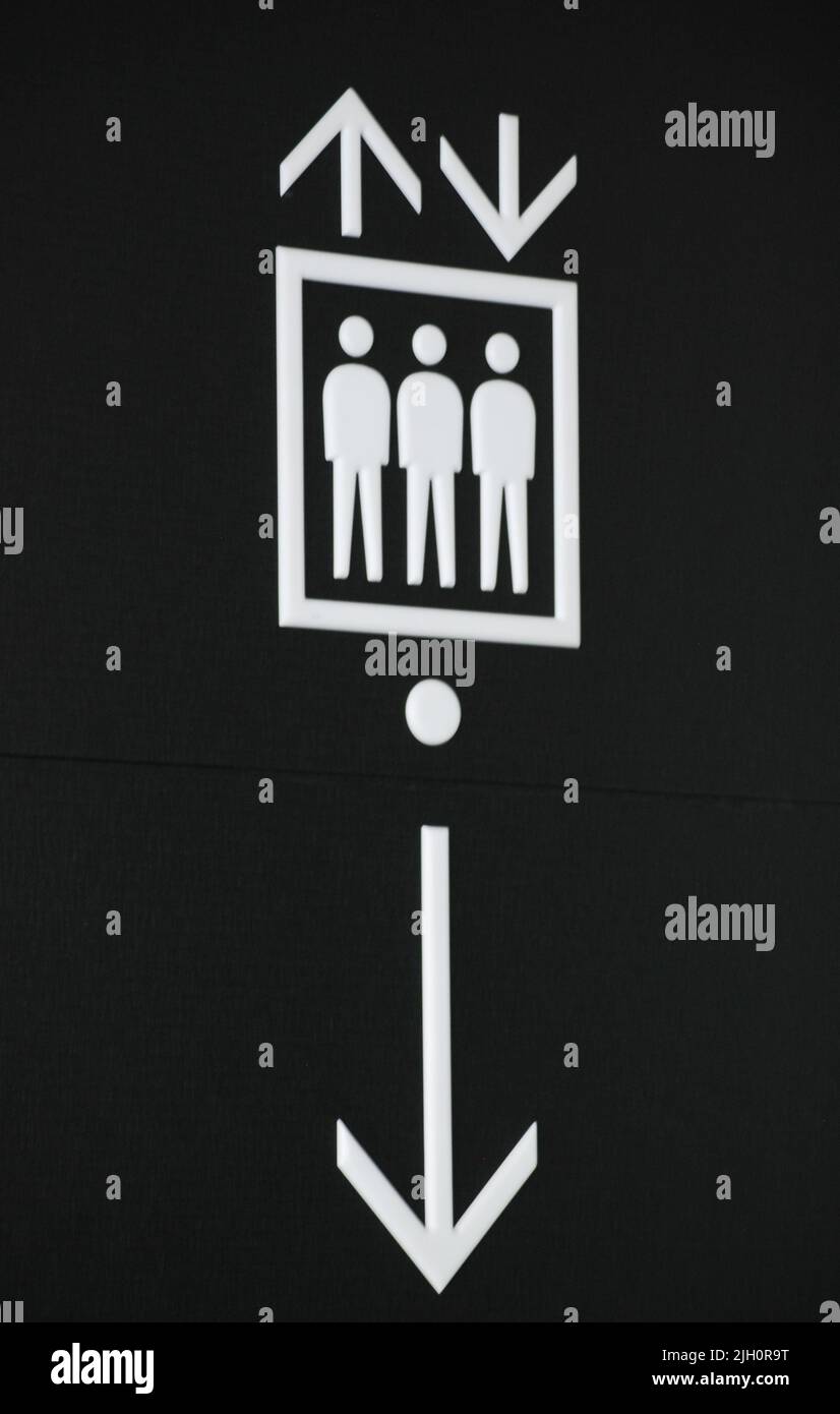 Directional signage in the Skytree tower elevator in Tokyo, Japan Stock ...