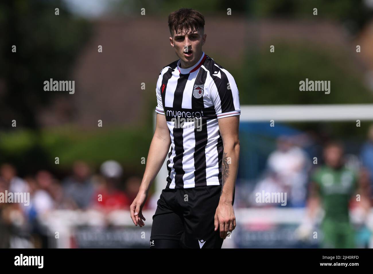 Grimsby, England, 9th July 2022. Jamie Bramwell of Grimsby Town looks ...