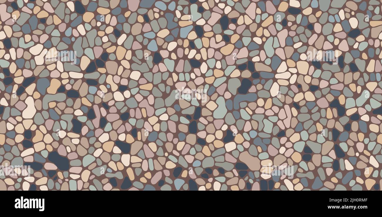 Seamless pebble mosaic organic floor texture. Vector background. Tile ...
