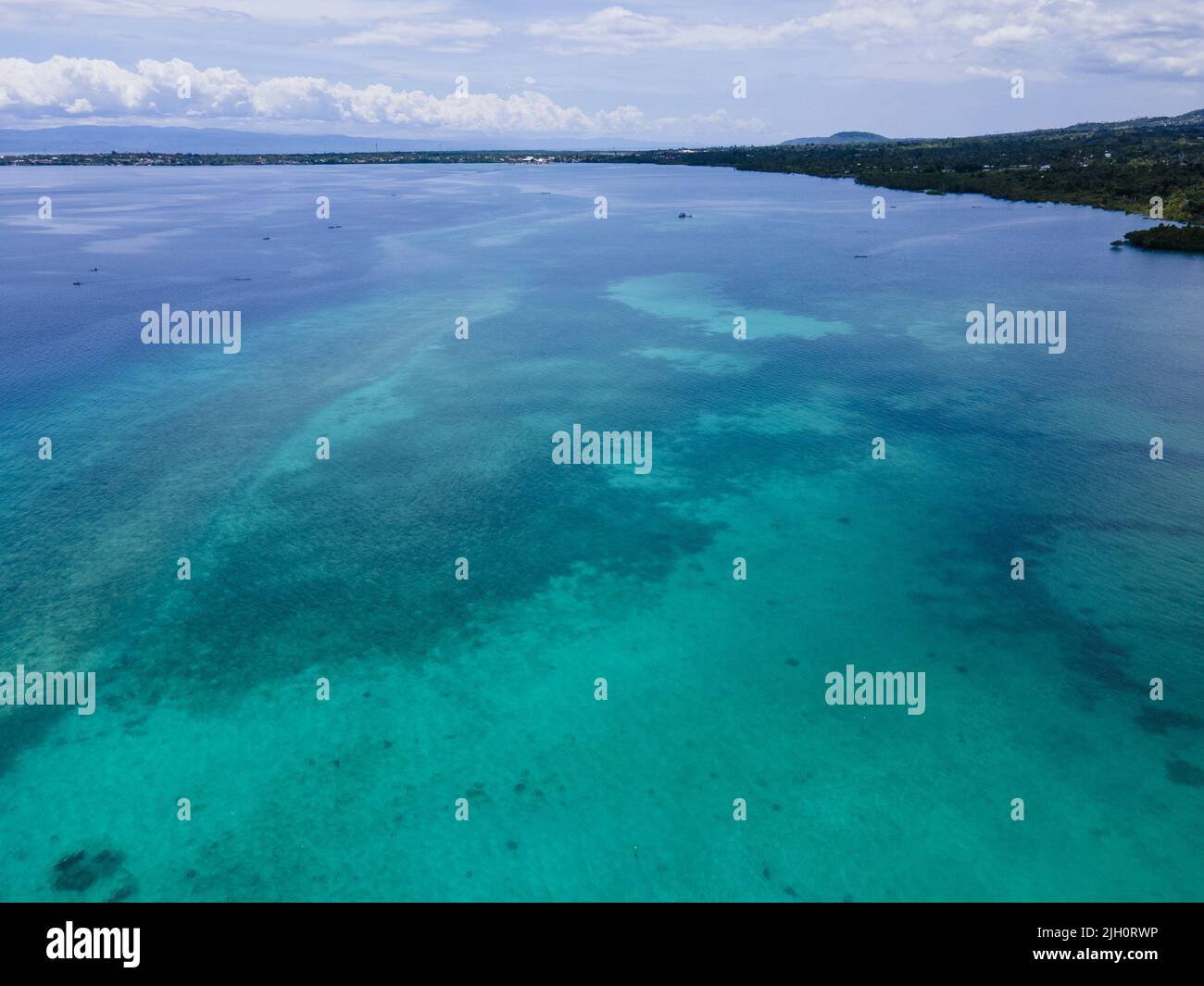 Aerial view of the Tanon Strait just off the cost of Moalboal, an area ...
