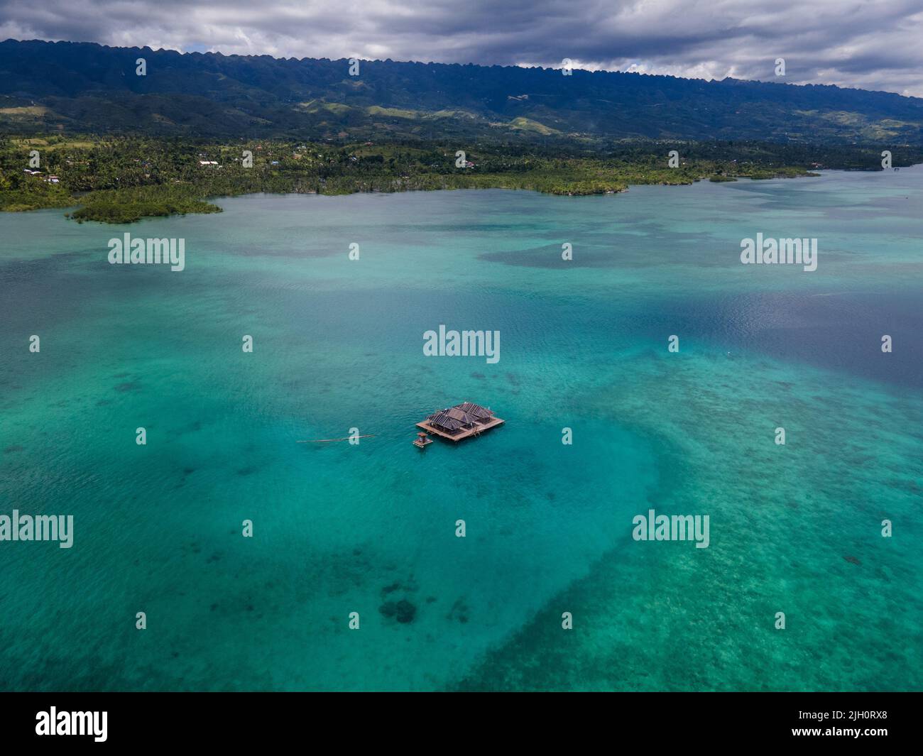 Aerial view of the Tanon Strait just off the cost of Moalboal, an area ...
