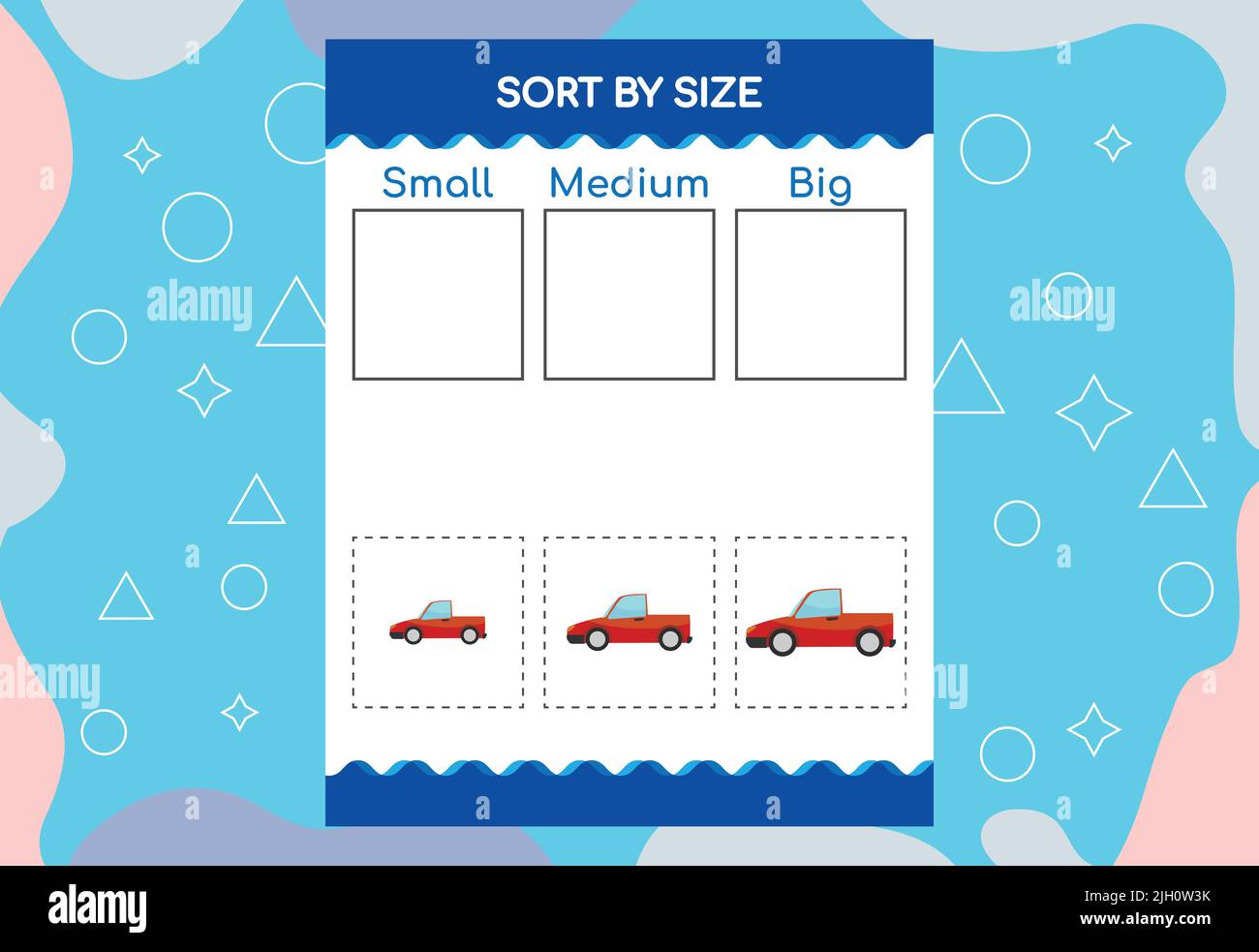 Sort images by size. Educational Worksheet For Kids Stock Vector Image ...