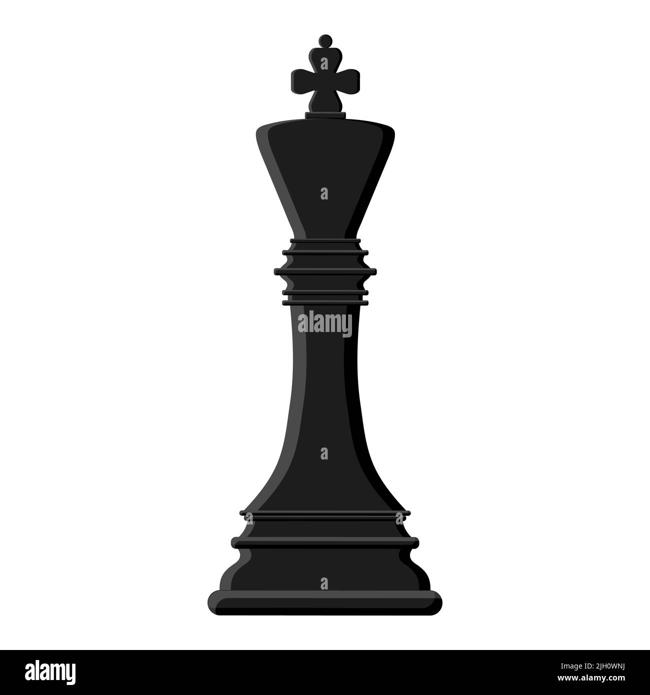 Cartoon black chess king isolated on white background. Chess icons ...