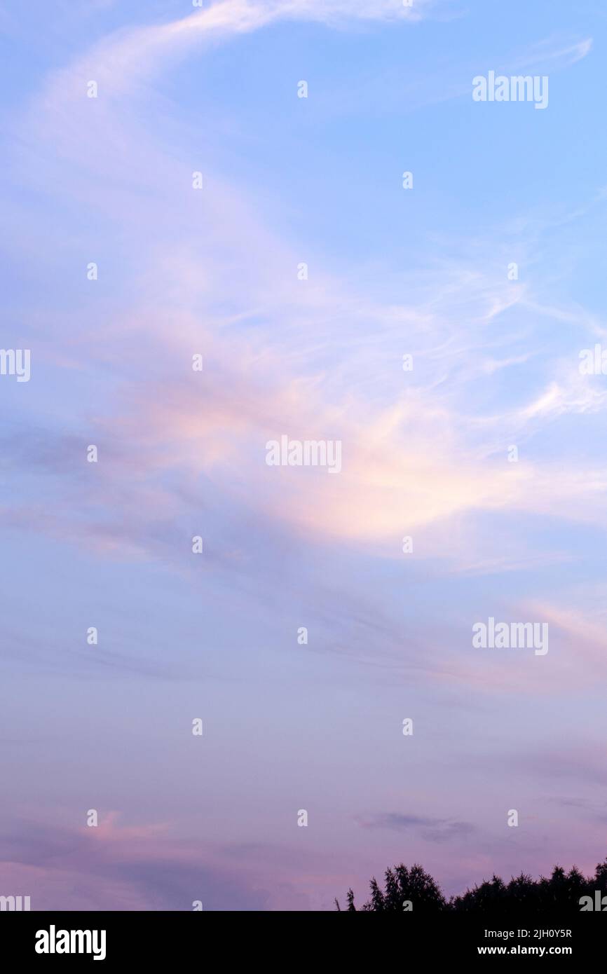 Romantic sunset sky background with soft clouds. Sunset light colors ...