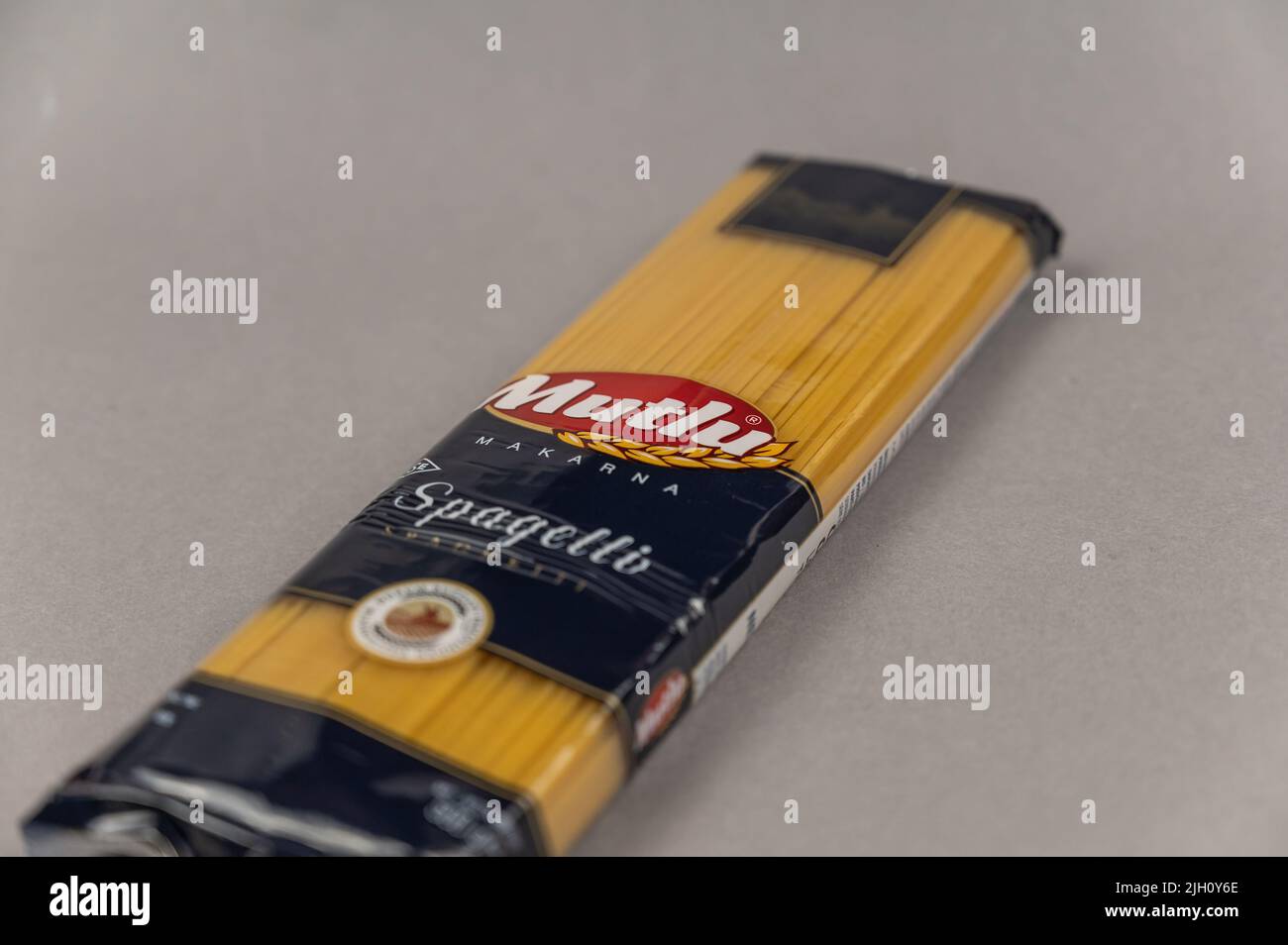 Spaghetti Packing on Gray. Products of the largest Turkish brand Mutlu ...