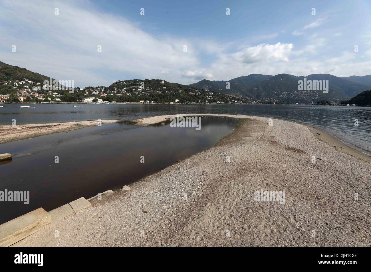 Como. 13th July, 2022. Photo taken on July 13, 2022 shows a low level ...