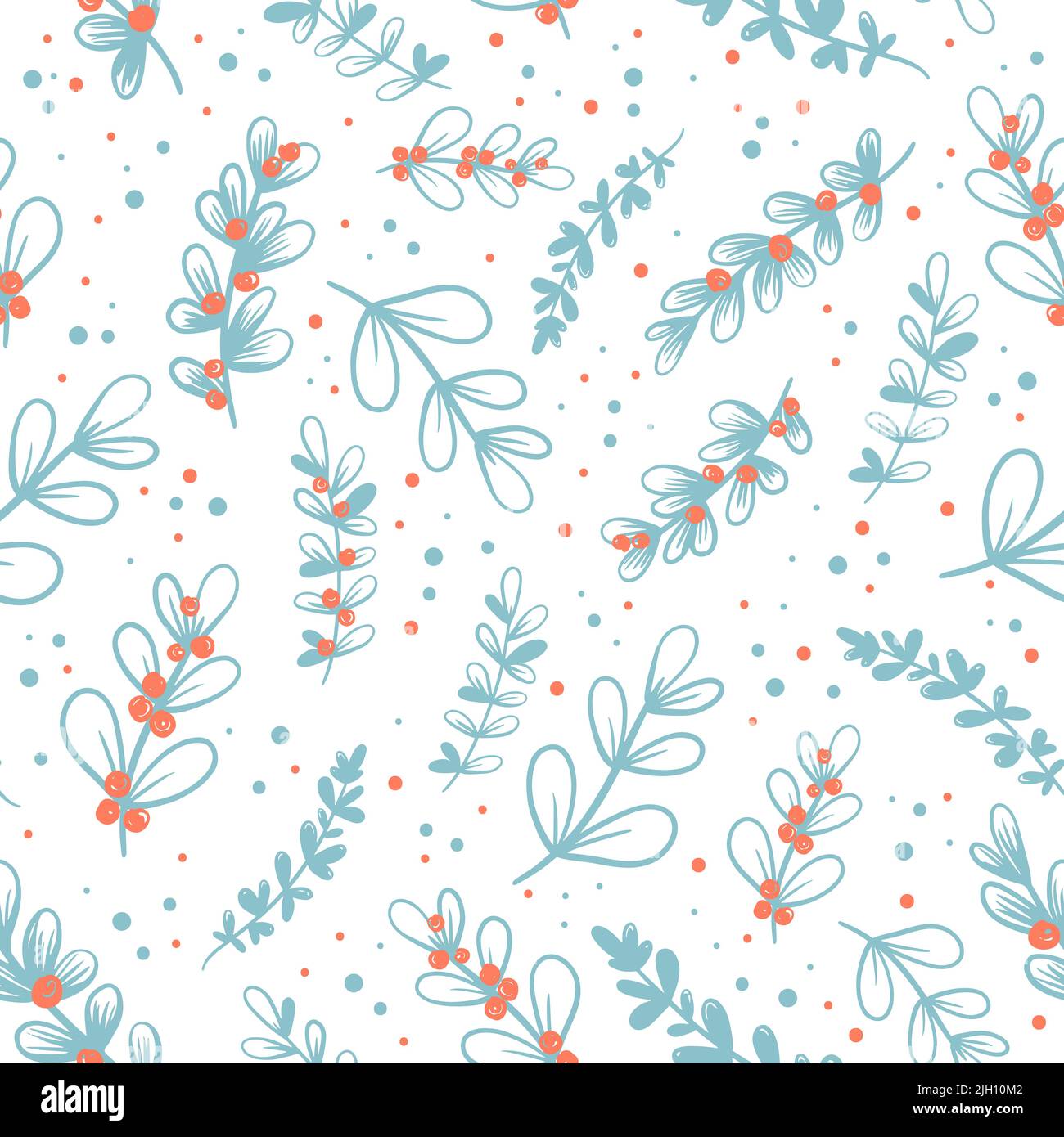 Floral seamless pattern. Hand drawn doodle leaves pattern can be used ...