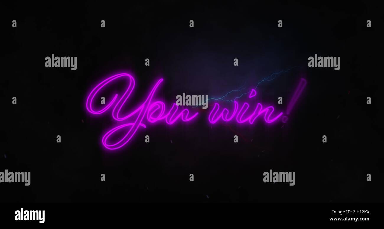 Image of you win text over lightnings on black background Stock Photo ...