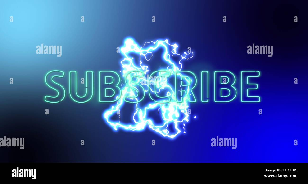 Image of subscribe text over lightnings on blue background Stock Photo ...