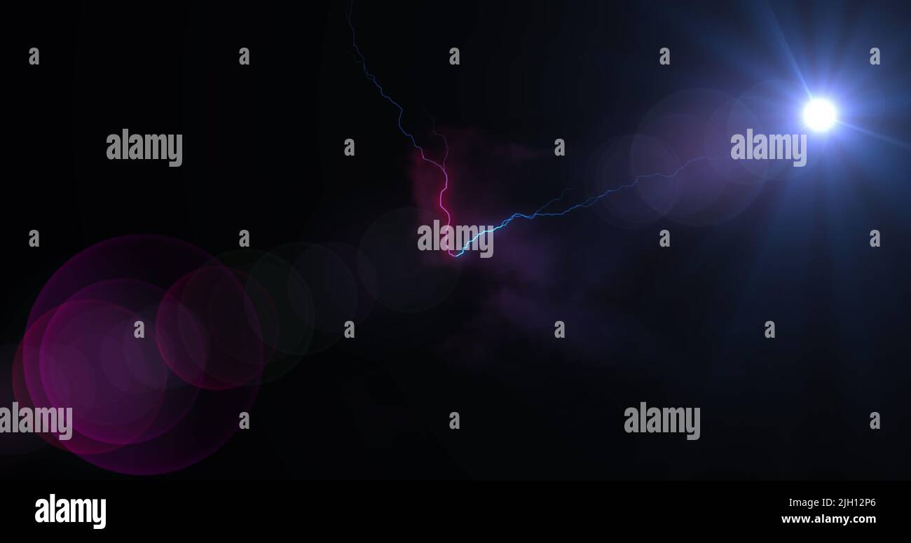 Image of lightnings and smoke trail on black background Stock Photo - Alamy