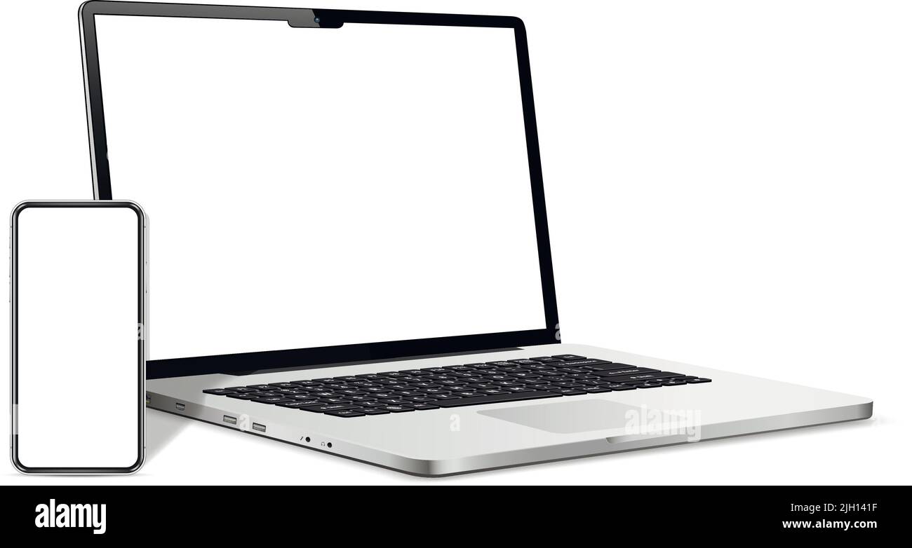 Modern smart phone and laptop device with blank touch screen Stock ...
