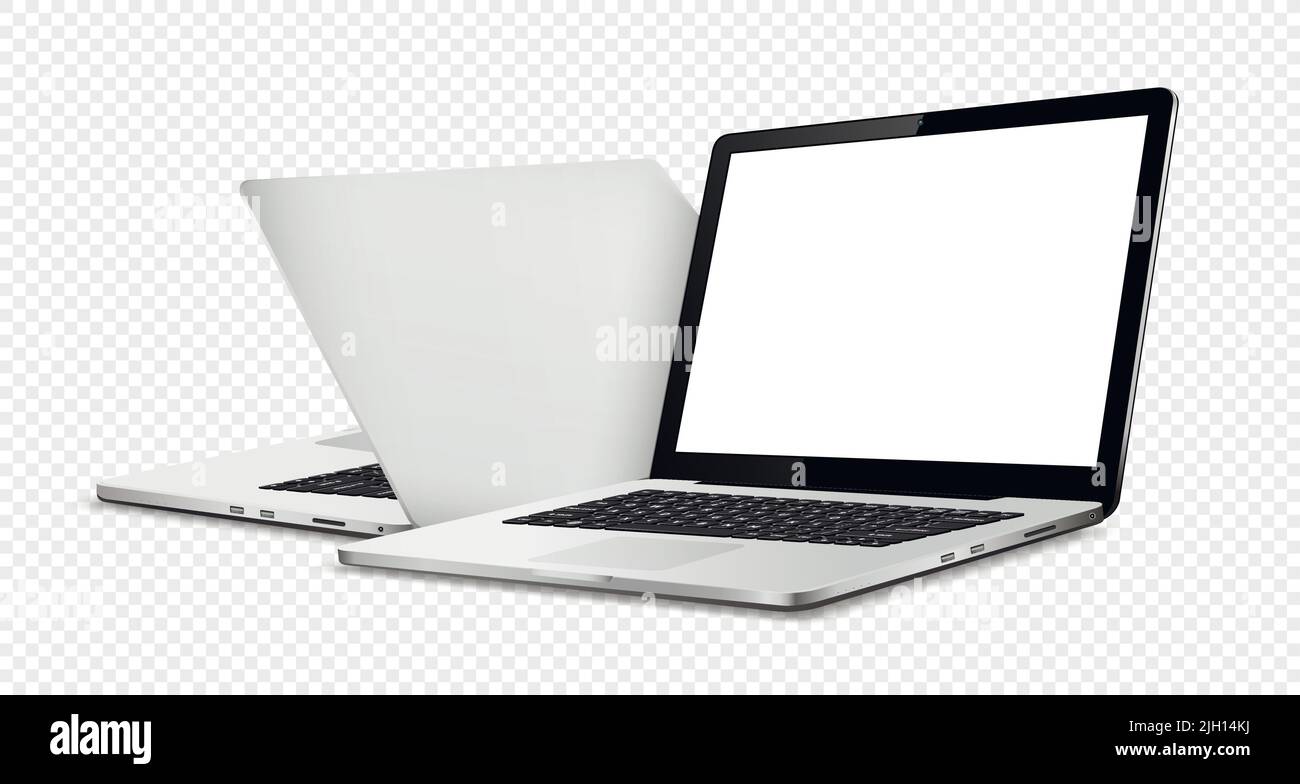 Laptop front and back side mock up on transparent background Stock ...