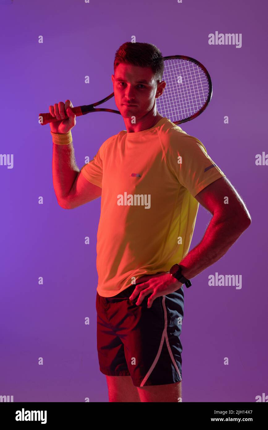Portrait happy caucasian male tennis hi-res stock photography and ...