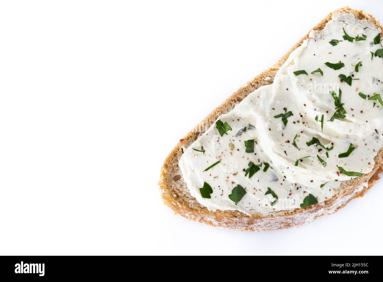 Cream cheese toast isolated on white background Stock Photo - Alamy