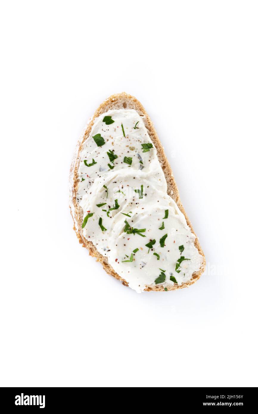 Cream cheese toast isolated on white background Stock Photo - Alamy