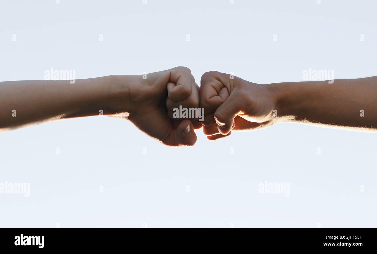 social distance. teamwork. fist to fist commit a respect and ...