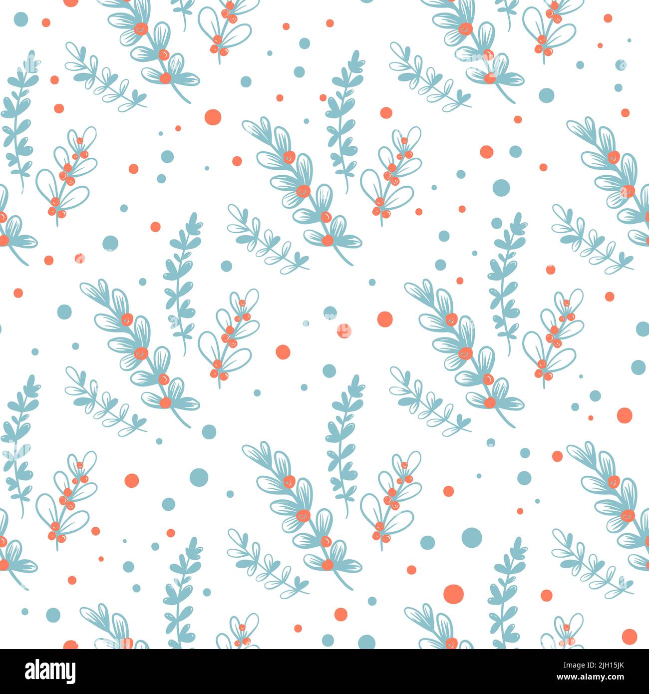 Floral seamless pattern. Hand drawn doodle leaves pattern can be used ...