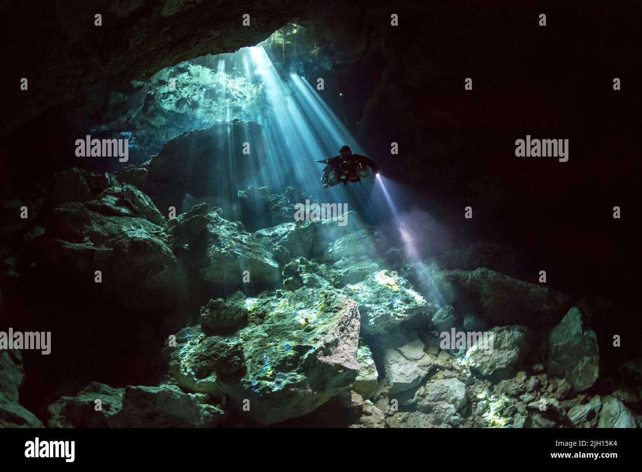 El Pit is known for its beautiful light beam through the clear water ...