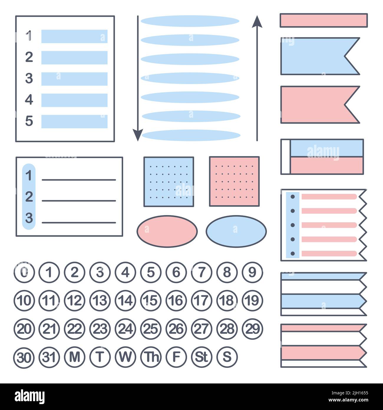 Bullet journal elements to fill notepad diary and planner Stock Vector ...