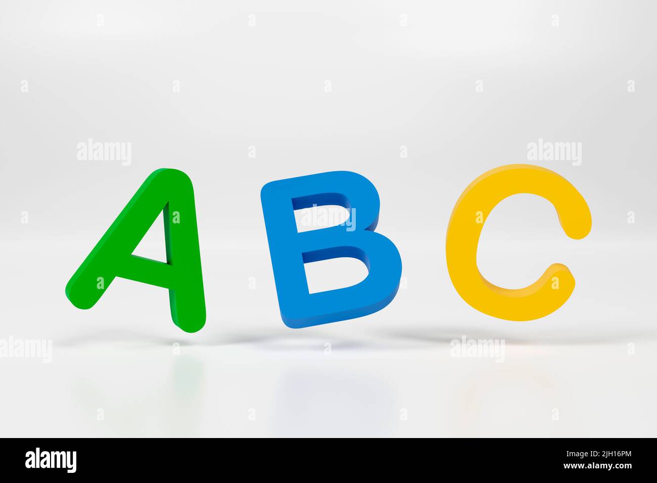 3d abc letters isolated over white background with reflection. 3d ...
