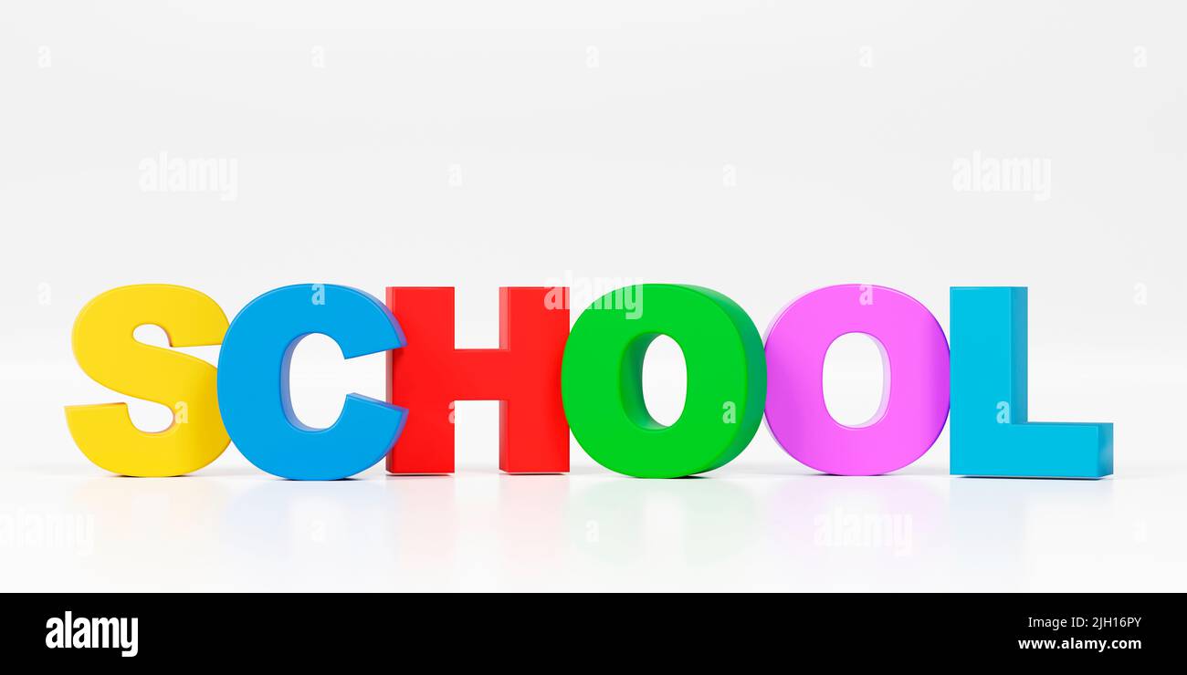3d "school" text on white background. 3d render Stock Photo - Alamy