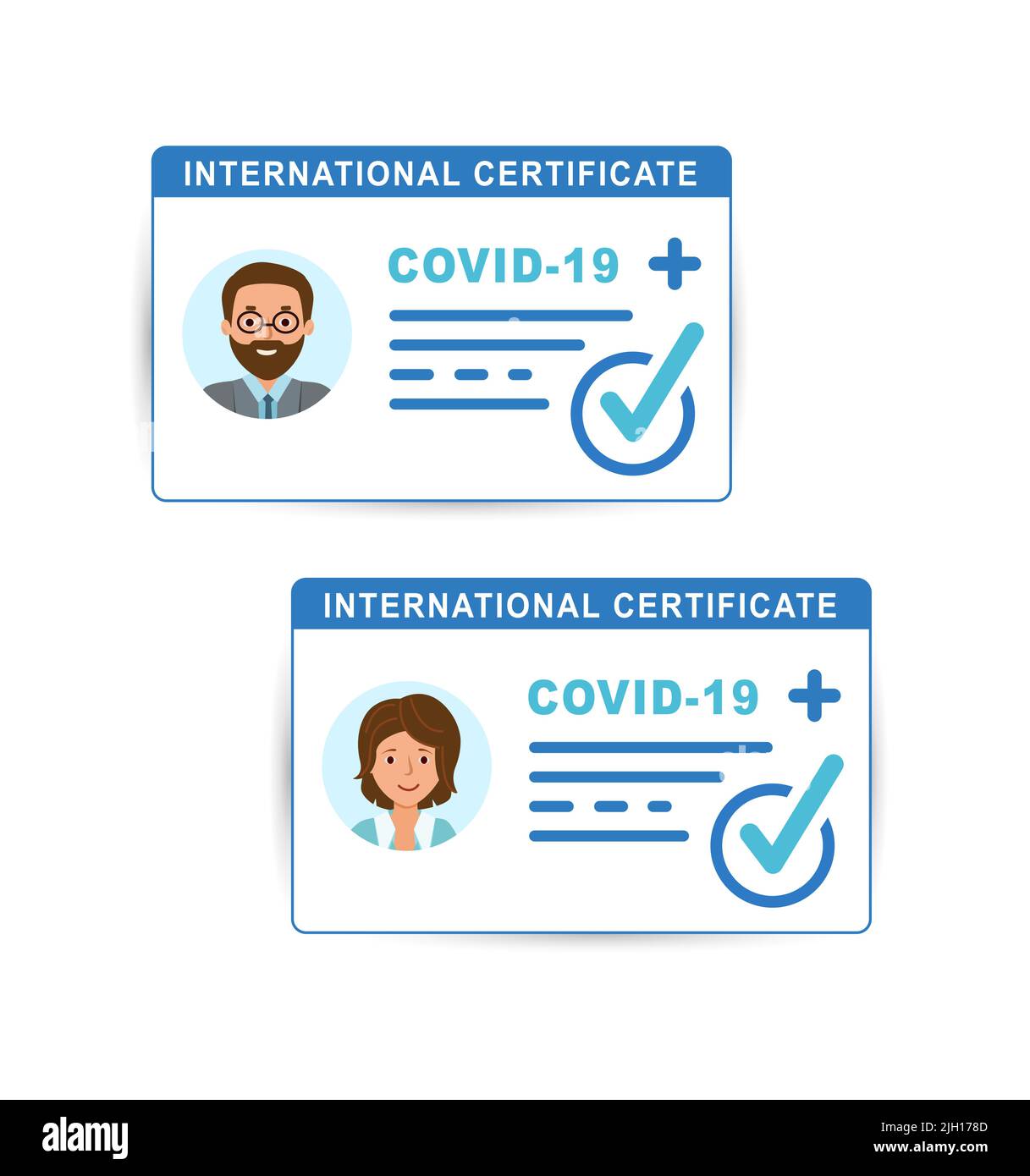 Personal vaccination card for men and women. Immunity digital document ...