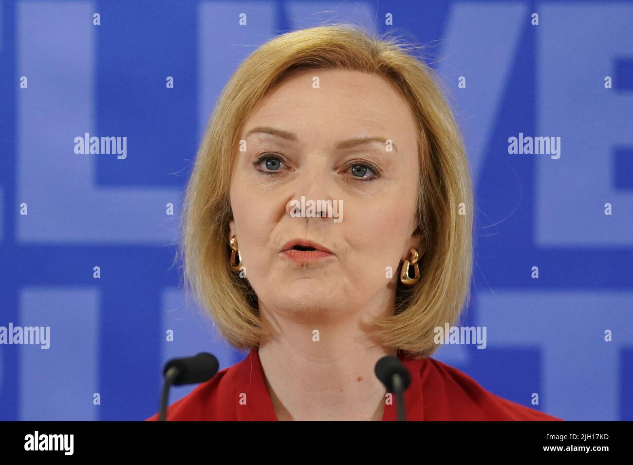 Liz Truss at the launch of her campaign to be Conservative Party leader ...