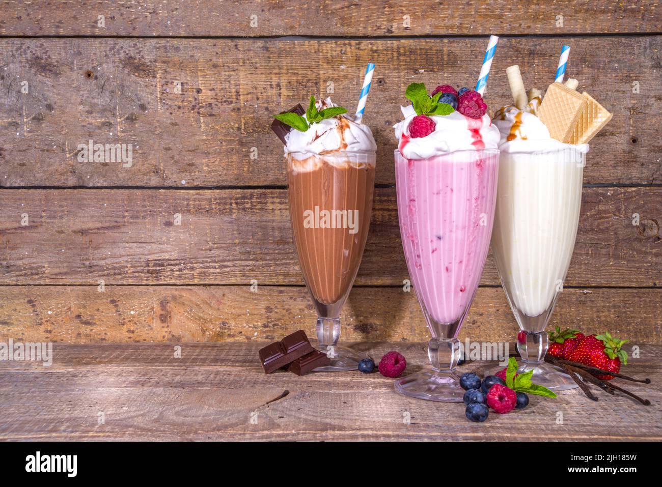 Summer refreshing drinks, milkshakes, crazy shakes with ice cream ...