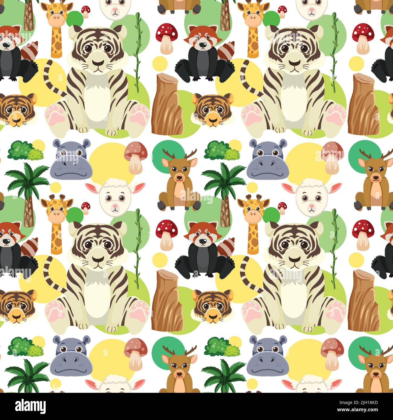 Cute animals seamless pattern illustration Stock Vector Image & Art - Alamy