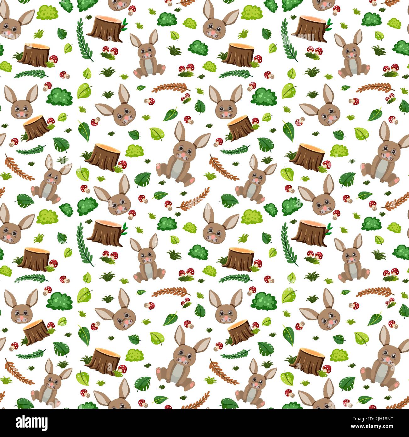 Cute rabbit seamless pattern illustration Stock Vector Image & Art - Alamy