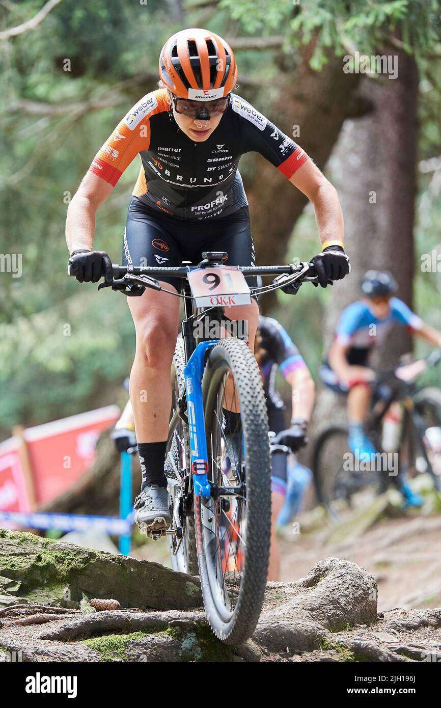 Lenzerheide, Schweiz. 10. Juli 2022. Kim AMES während des Cross Country Olympic Rennens der ...