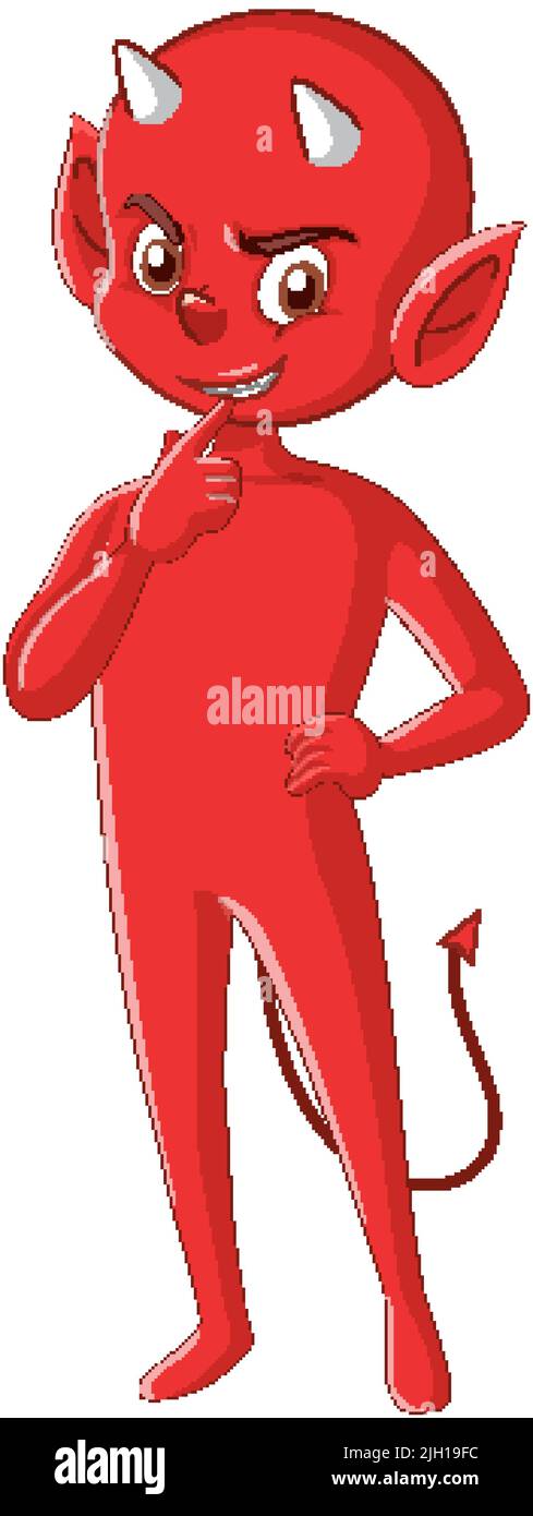 Devil cartoon character on white background illustration Stock Vector ...